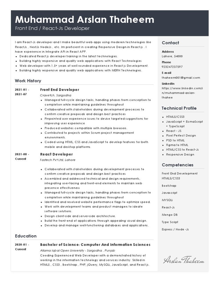 Muhammad Arslan Thaheem | PDF | World Wide Web | Internet & Web