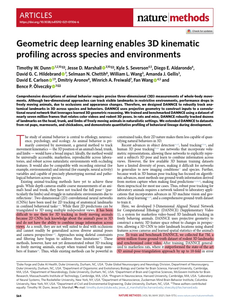 Geometric Deep Learning Enables 3d Kinematic Profiling Across Species