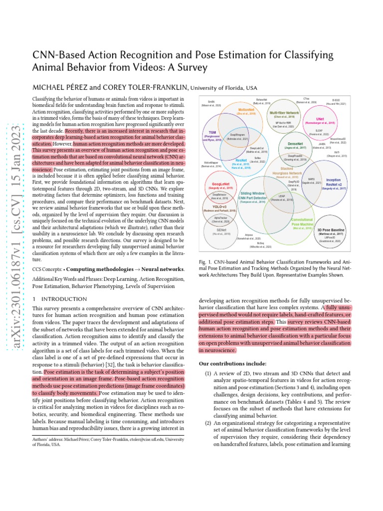 CNN Based Action Recognition and Pose Estimation For Classifying Animal Behavior From Videos A ...