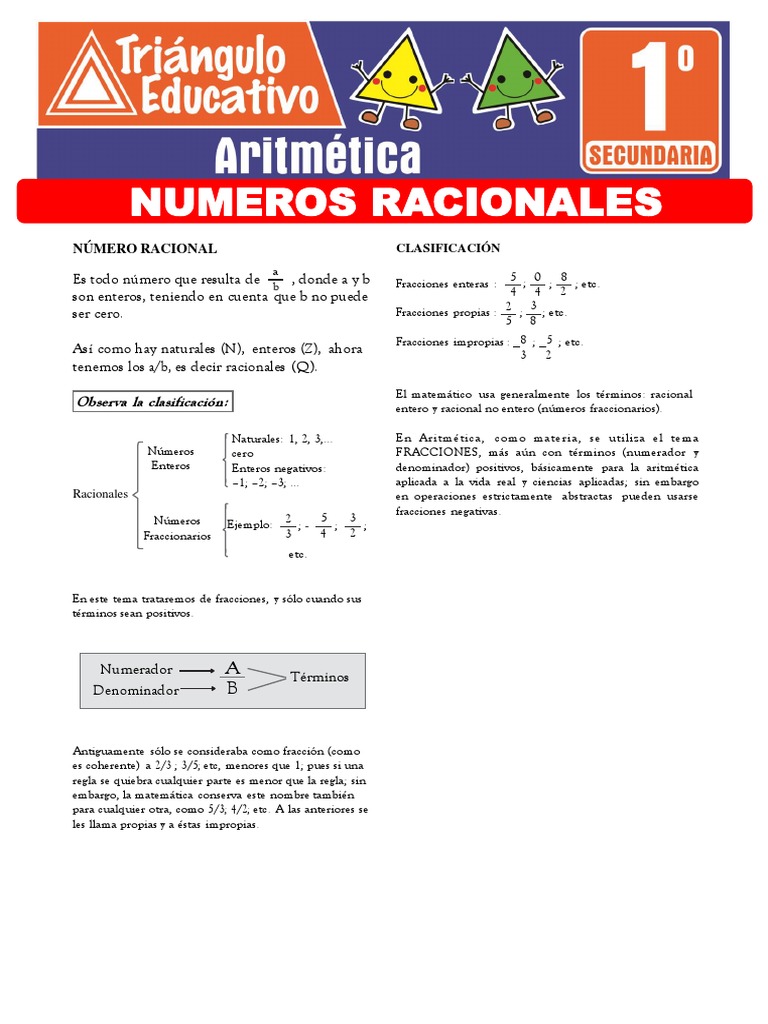 Numeros Racionales para Primer Grado de Secundaria | PDF | Números ...