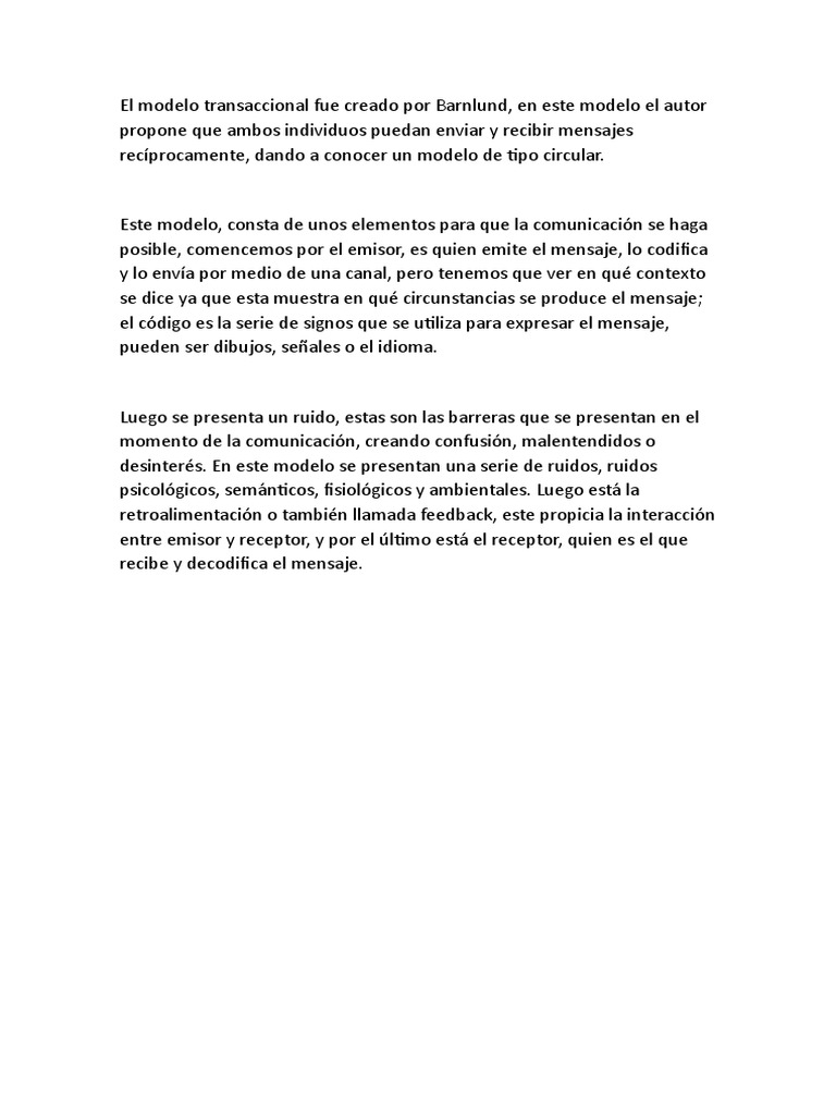 Modelo Transaccional de Barnlund | PDF
