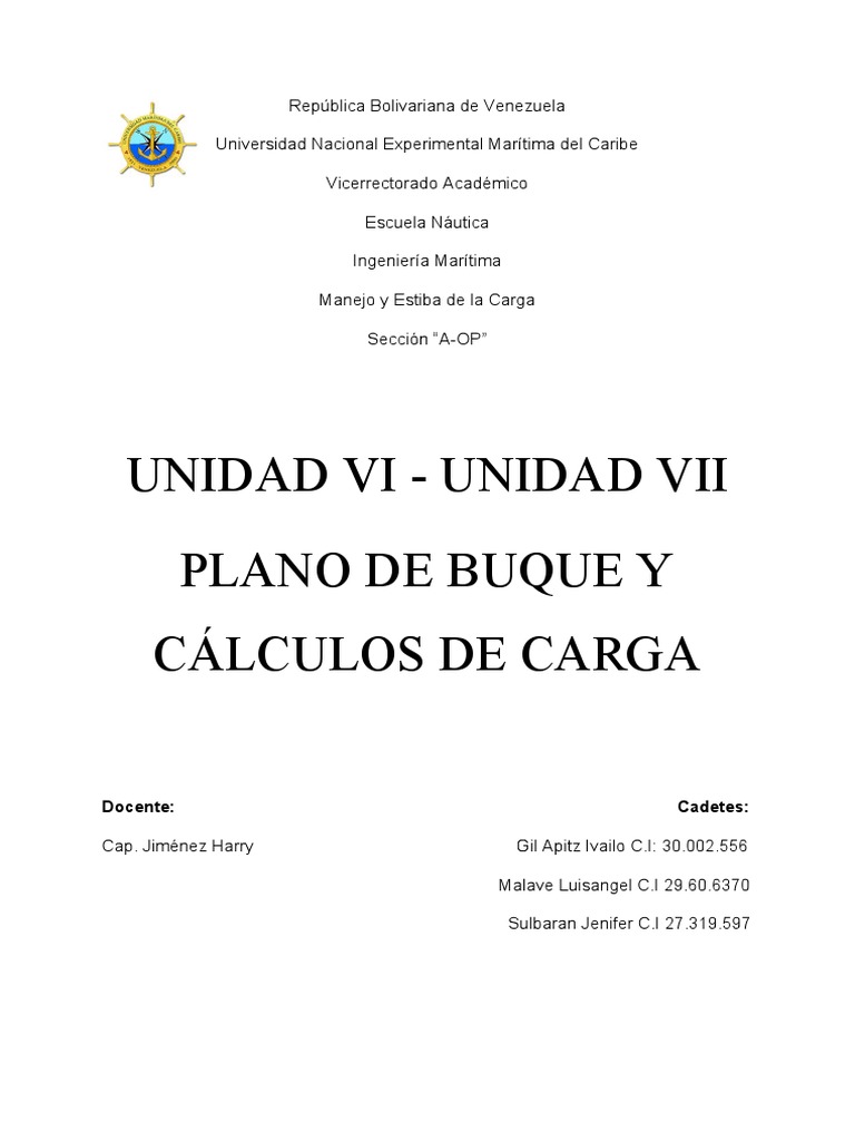 Ecuacion de Manejo y Estiba | Descargar gratis PDF | Buques | Física Aplicada e Interdisciplinaria