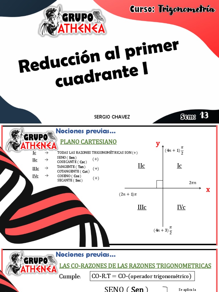 Reduccion Al Primer Cuadrante I | PDF | Funciones trigonométricas ...
