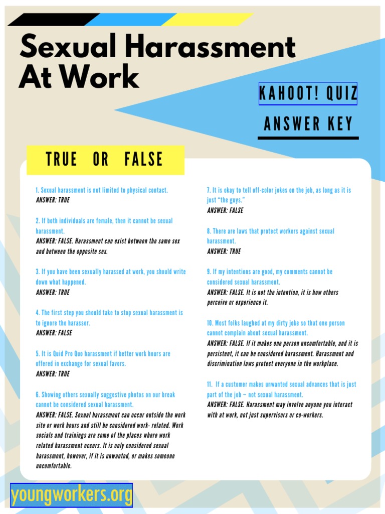 Sexual Harassment Kahoot Quiz Answer Key | PDF | Sexual Harassment ...