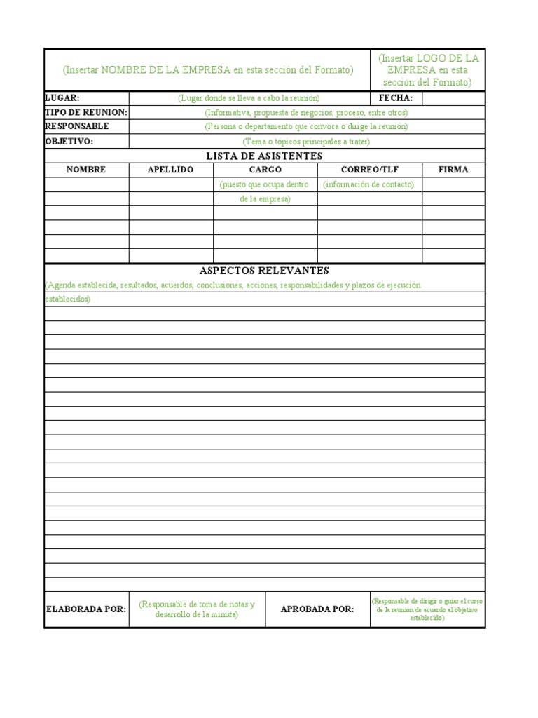 Formato de Minuta de Reunion | PDF