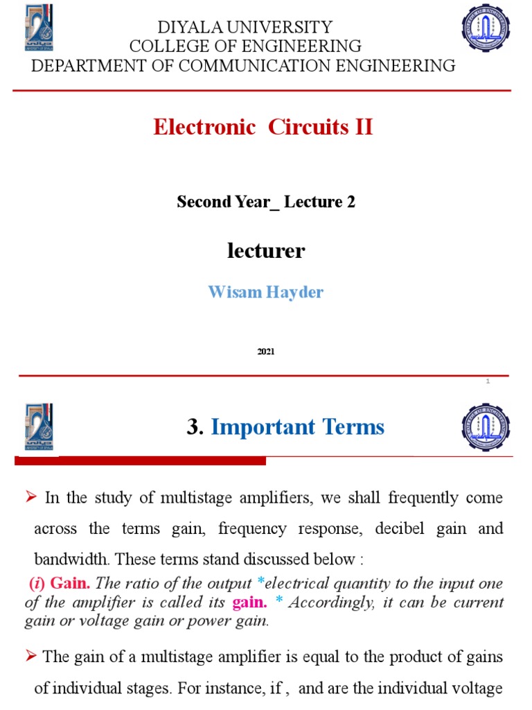 Lec. 2 | PDF | Amplifier | Bandwidth (Signal Processing)