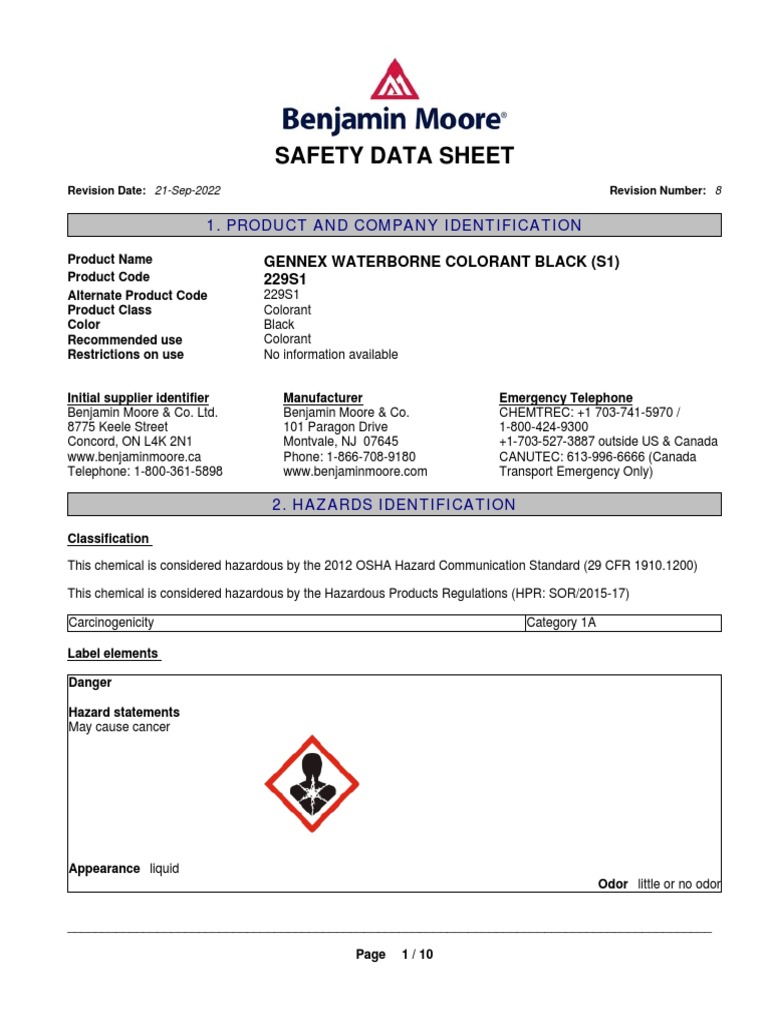 Safety Data Sheet: 1. Product and Company Identification | PDF | Toxicity | Personal Protective ...