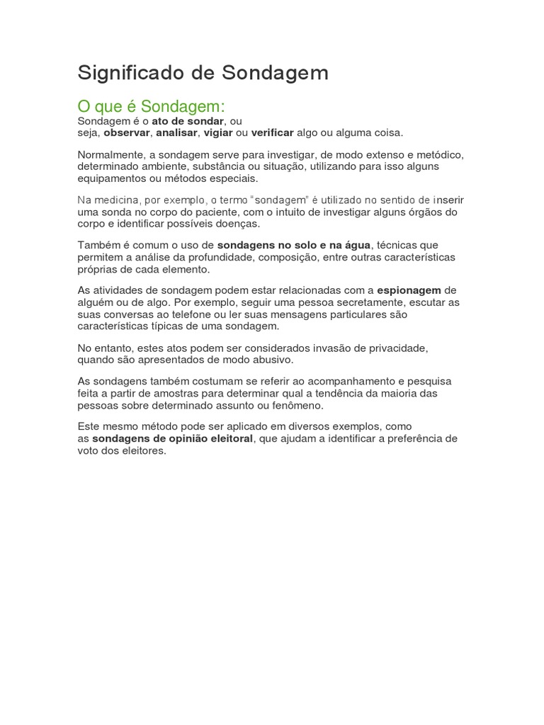 Significado de Sondagem | PDF