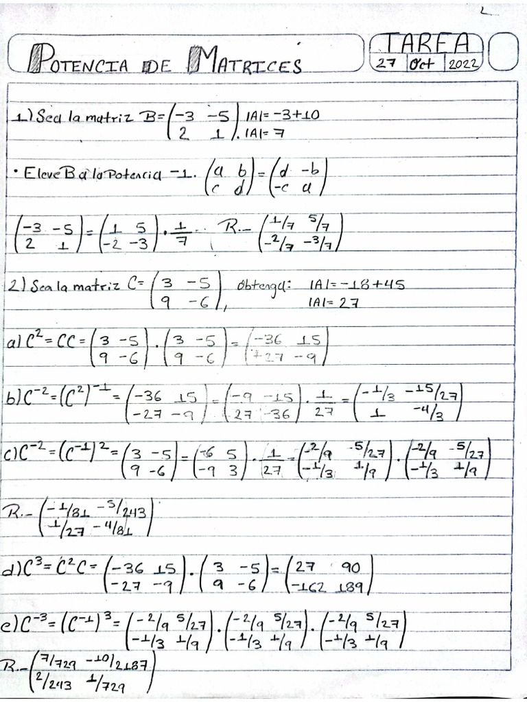 Potencia de Matrices | PDF