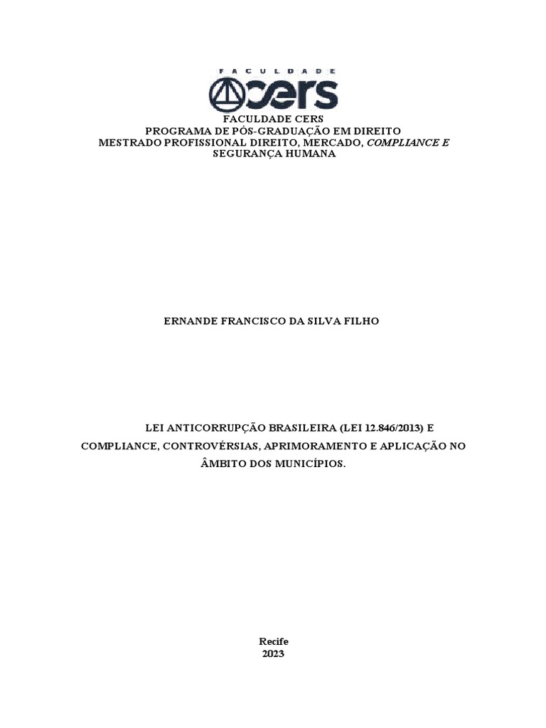 Projeto de Mestrado Cers | PDF