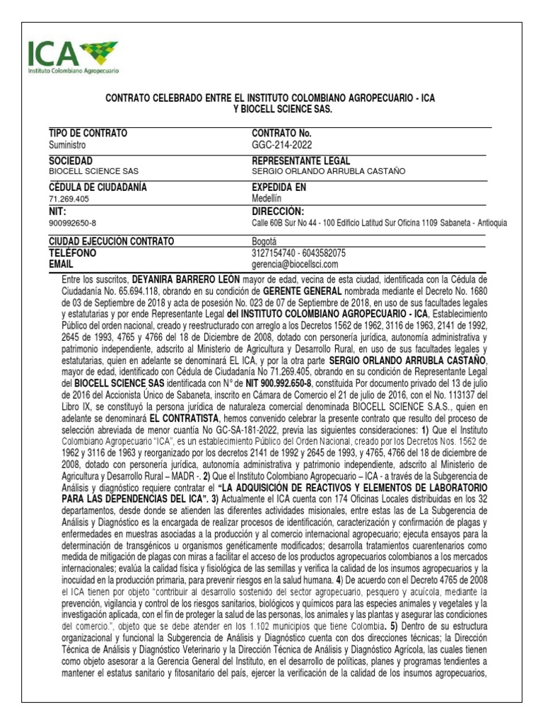 Minuta Contrato Reactivos Biocell Sas | PDF | Negocios | Finanzas y dinero