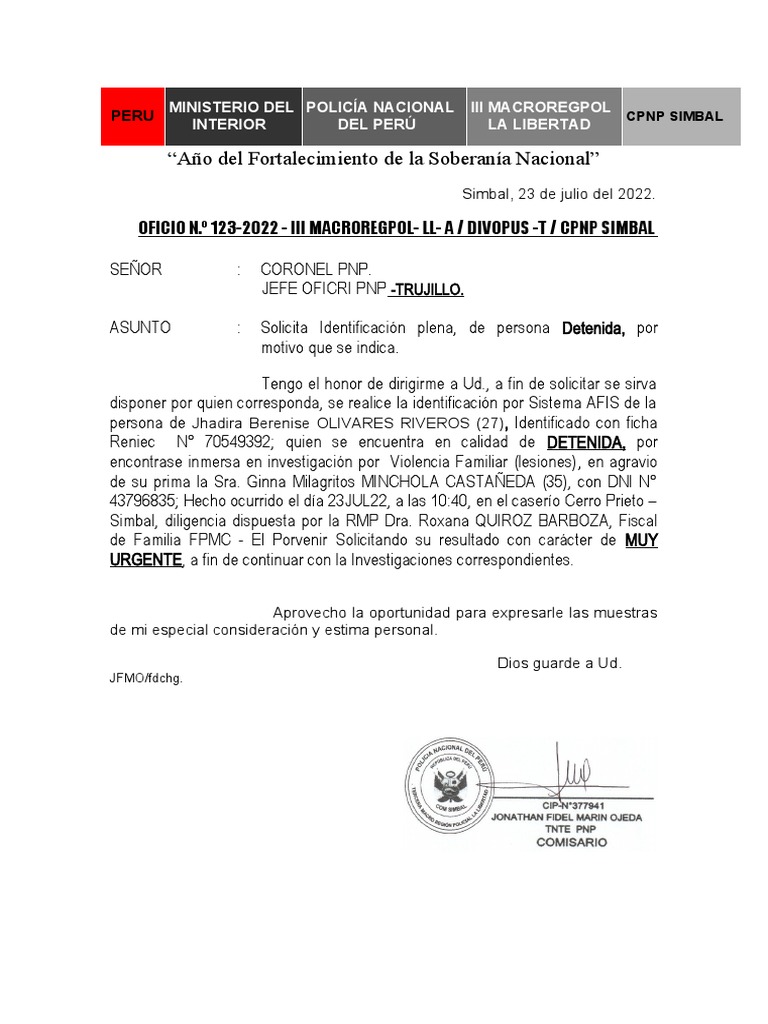 Oficio Afis RQ | PDF