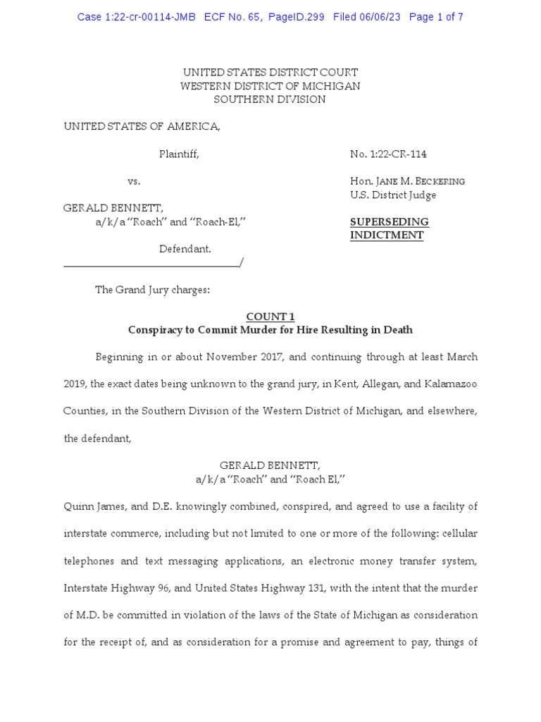 Indictment Against Gerald Bennett | PDF | Kidnapping | Criminal Justice