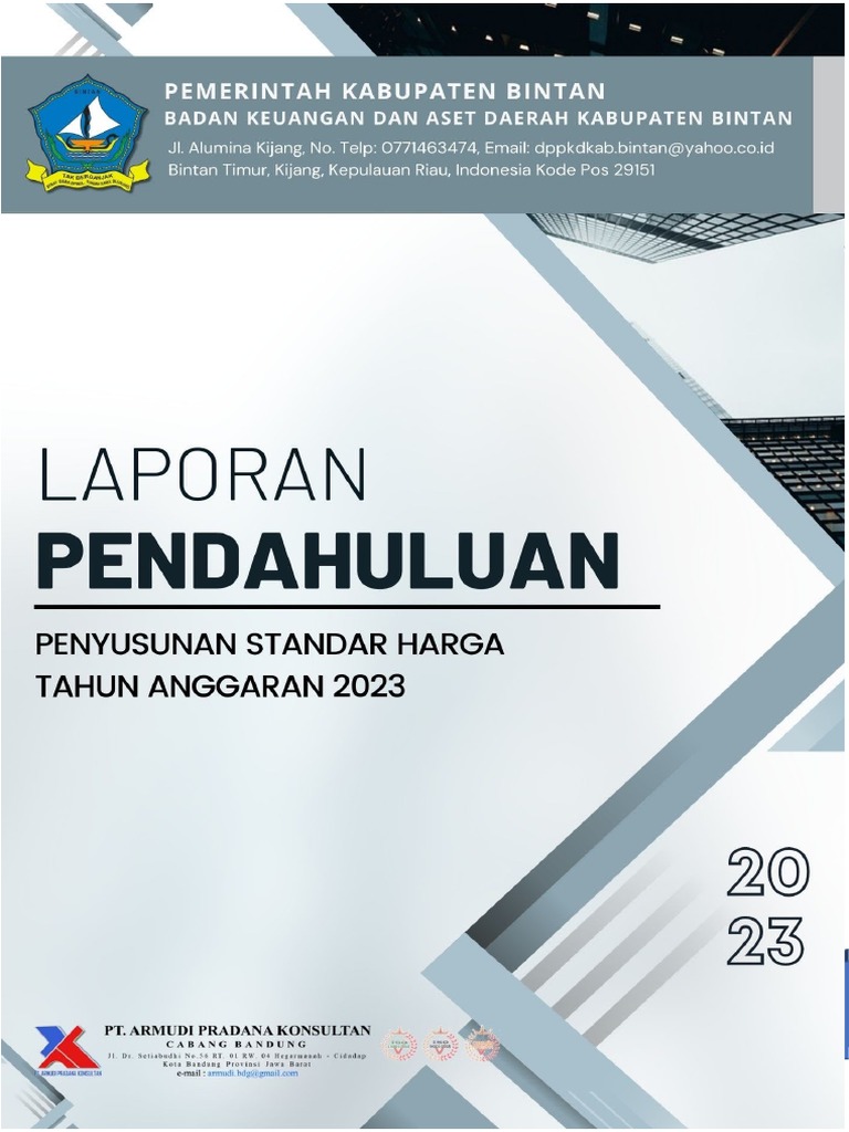 Laporan Pendahuluan SSH&SBU Kab. Bintan 2024 Ok | PDF