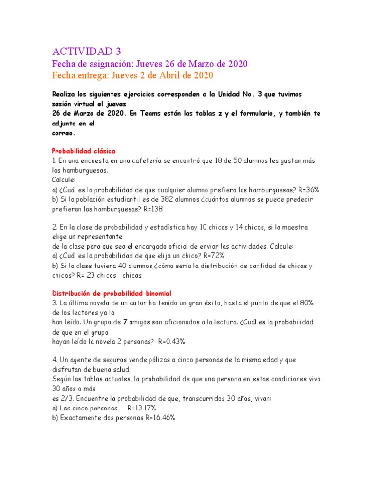 Actividad #3 Estadistica LCCD | PDF