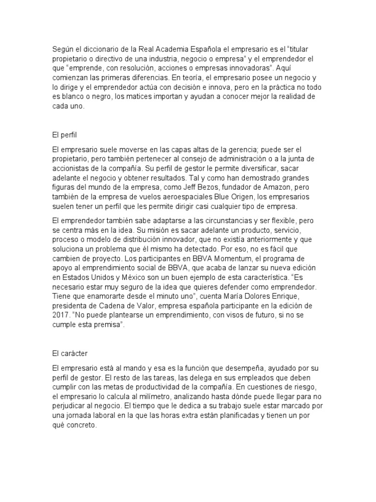 El Empresario y Emprendedor | PDF | Iniciativa empresarial | Business