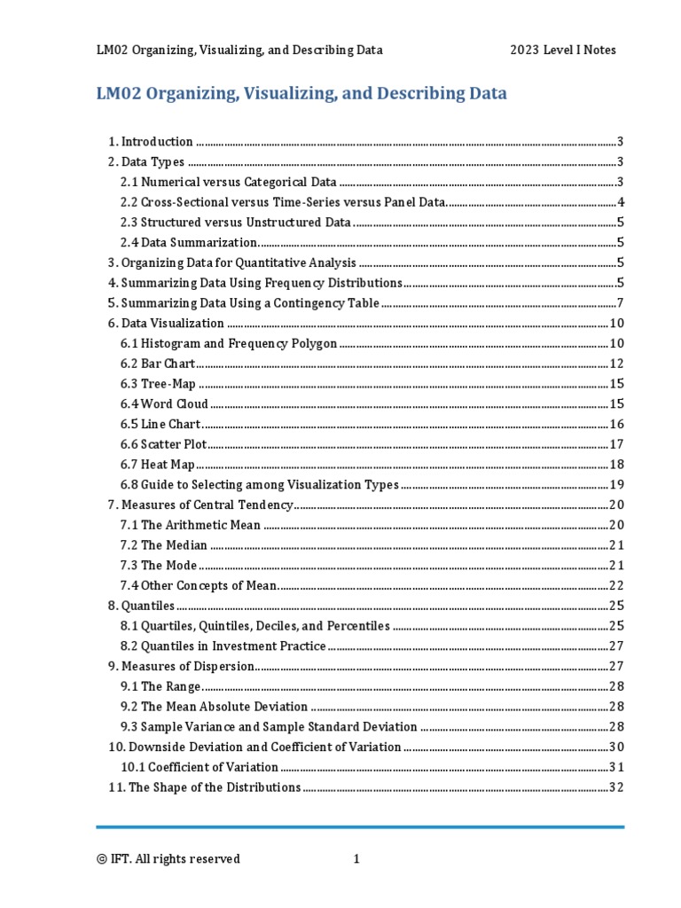L1 02 Organizing, Visualizing, and Describing Data - Study Notes (2023 ...