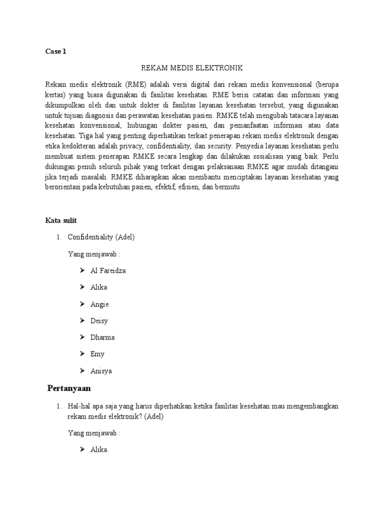Case 1 Tutorial Rekam Medis Eletronik | PDF | Kesehatan Holistik ...