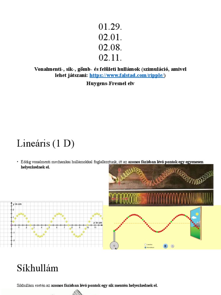 Mechanikai Hullámok (Fajták, Huygens) (Automatikusan Mentett) | PDF