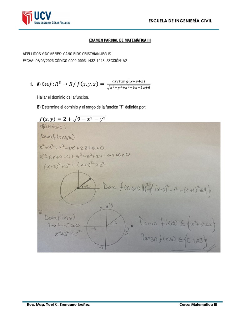 Examen Parcial de Matemática Iii Cano | PDF