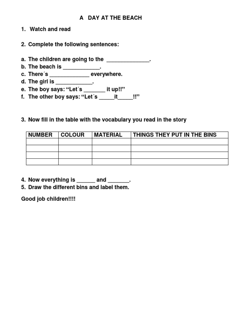 A Day at The Beach | PDF