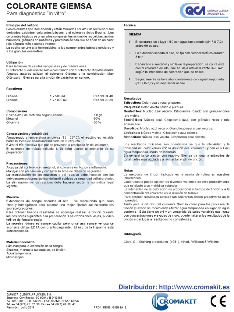 Tinción de Células Sanguíneas con Giemsa | PDF | Tinción | Química