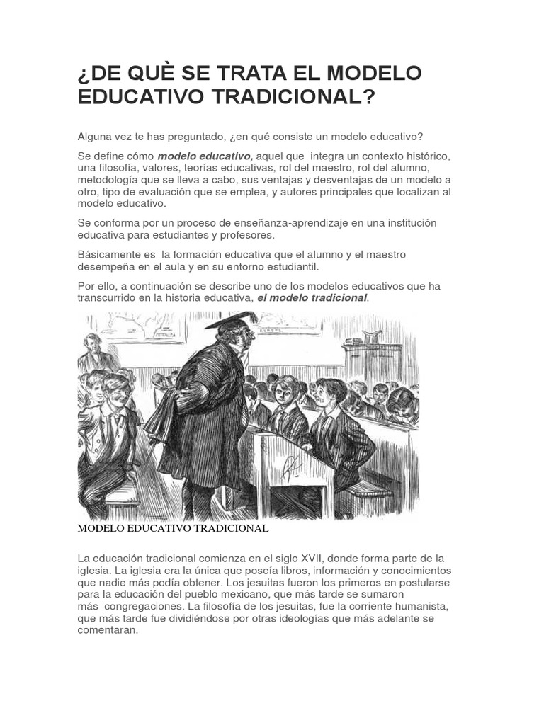 Modelo Educativo Tradicional | PDF | Maestros | Aprendizaje