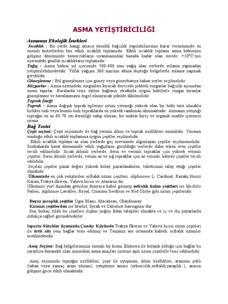 Asma Yetiştiriciliği | PDF