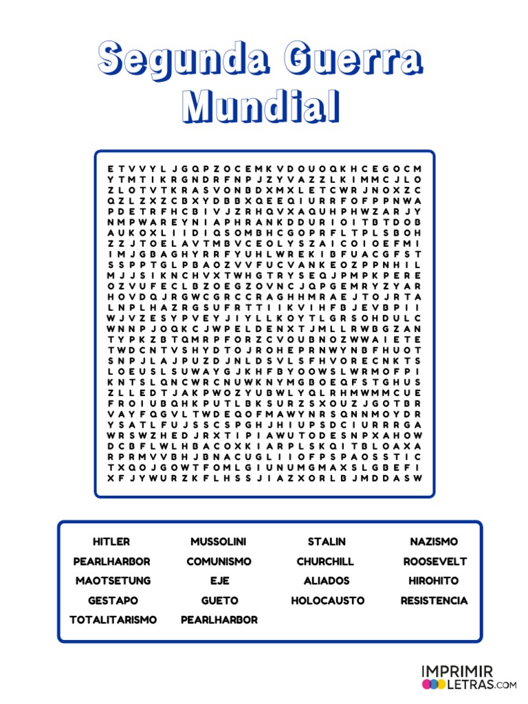 Sopa de Letras Segunda - Guerra - Mundial | PDF