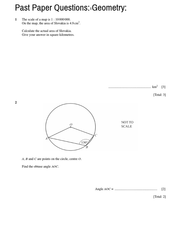 Geometry Past Paper Questions | PDF | Area | Circle