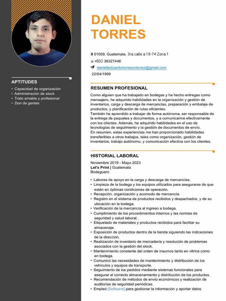 Daniel Torres CV OCR | PDF | Informática | Inventario