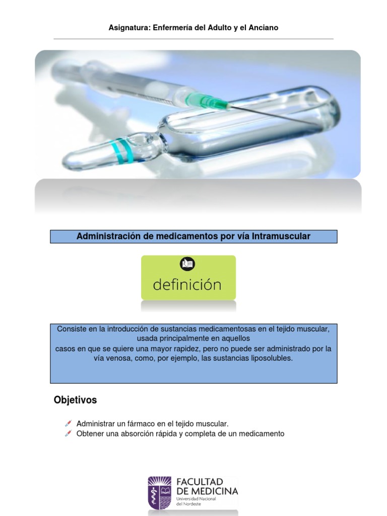 Administración de Medicamentos Intramusculares | PDF | Inyección ...