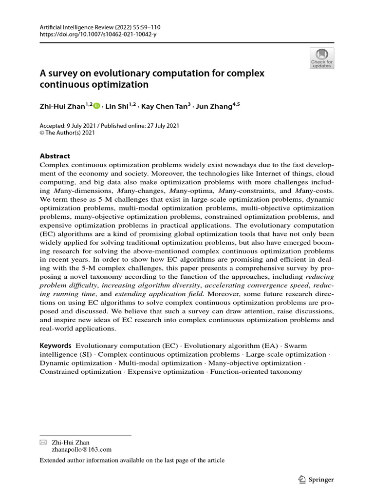A Survey On Evolutionary Compuitation For Complex Continous ... A Survey On Evolutionary Compuitation For Complex Continous ...