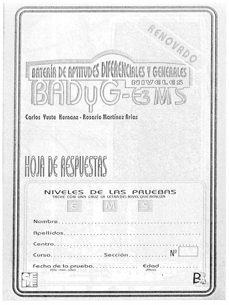 Cuadernillo Respuestas Badyg E3 | PDF