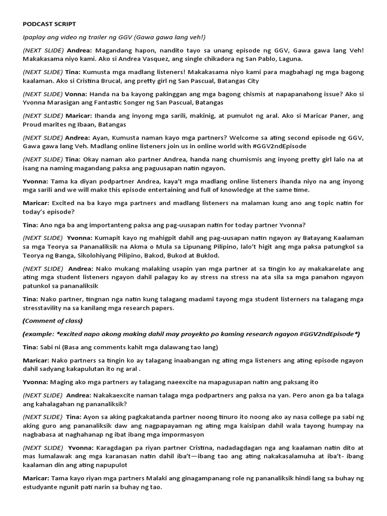 Podcast Script | PDF