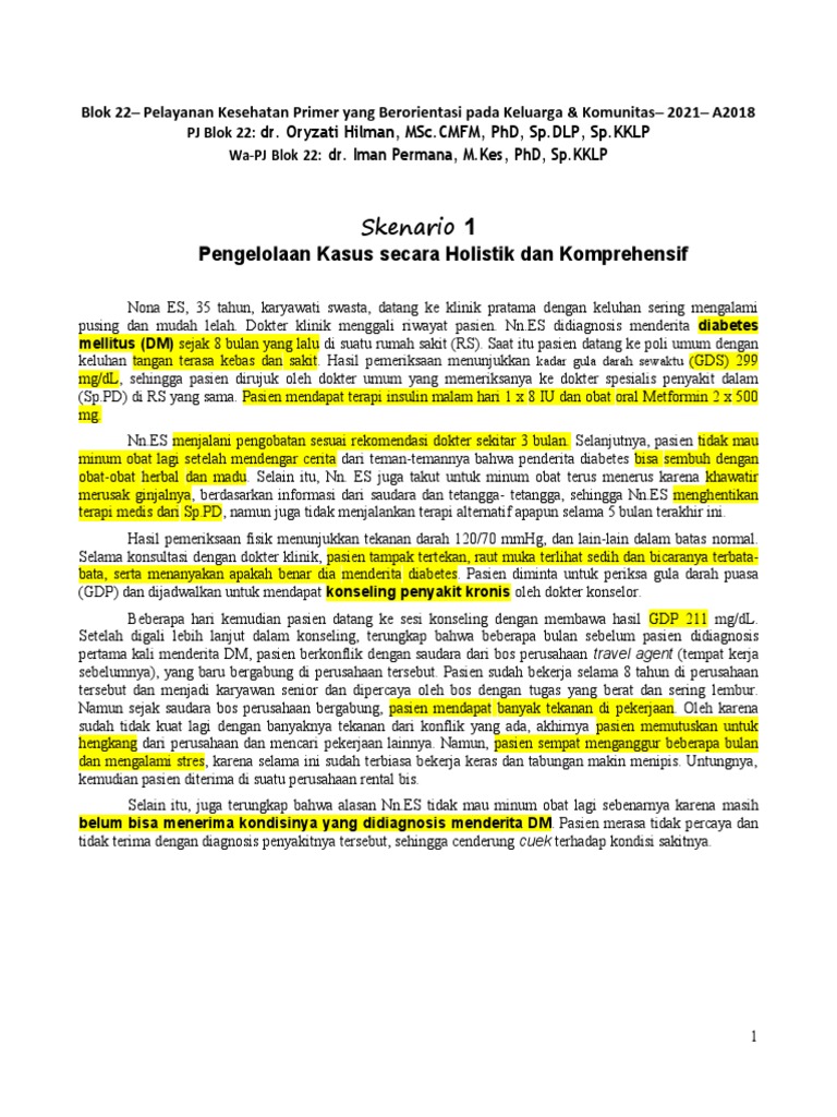 Skenario 1 - Tutorial Blok 22-PHC-2021 | PDF