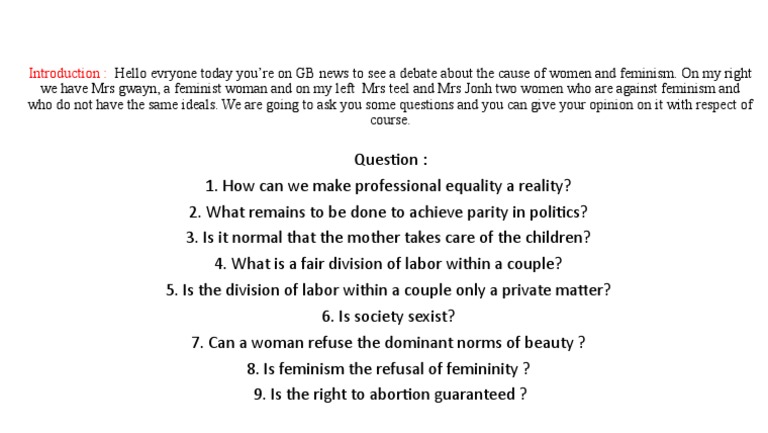 Tache Final Anglais Feminism | PDF