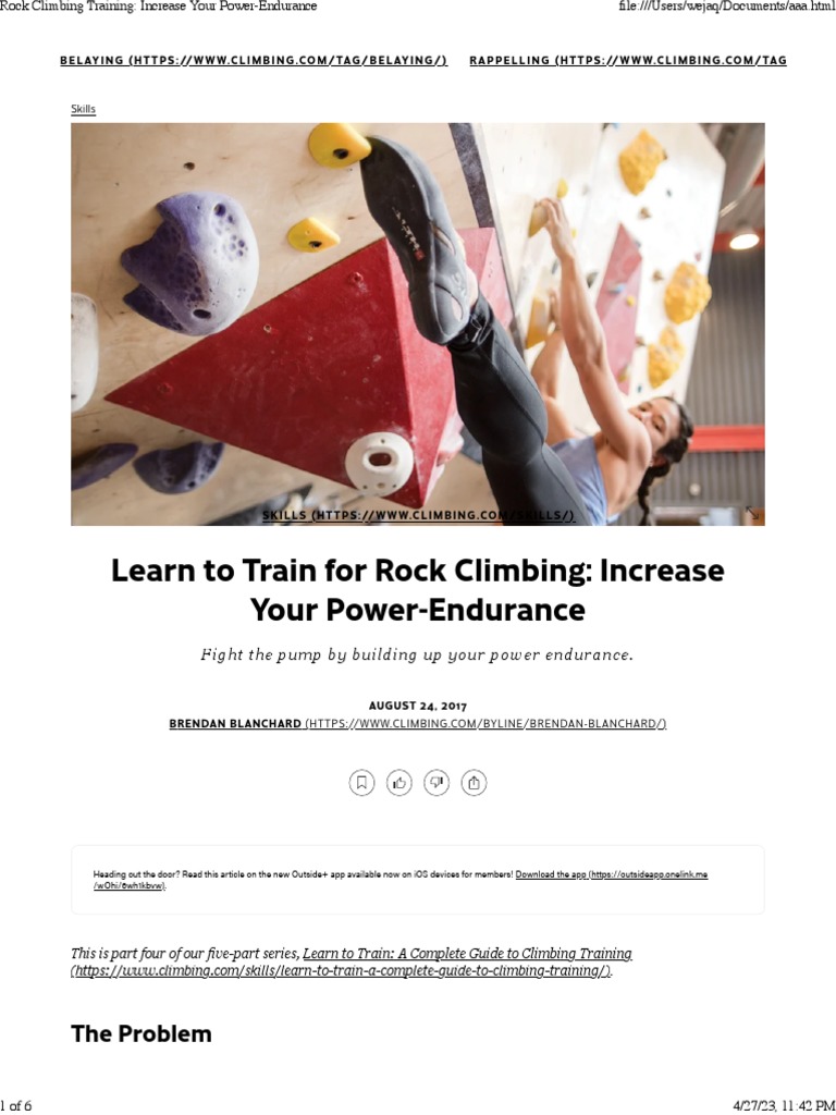 Power-Endurance Training for Climbers | PDF | Skeletal Muscle