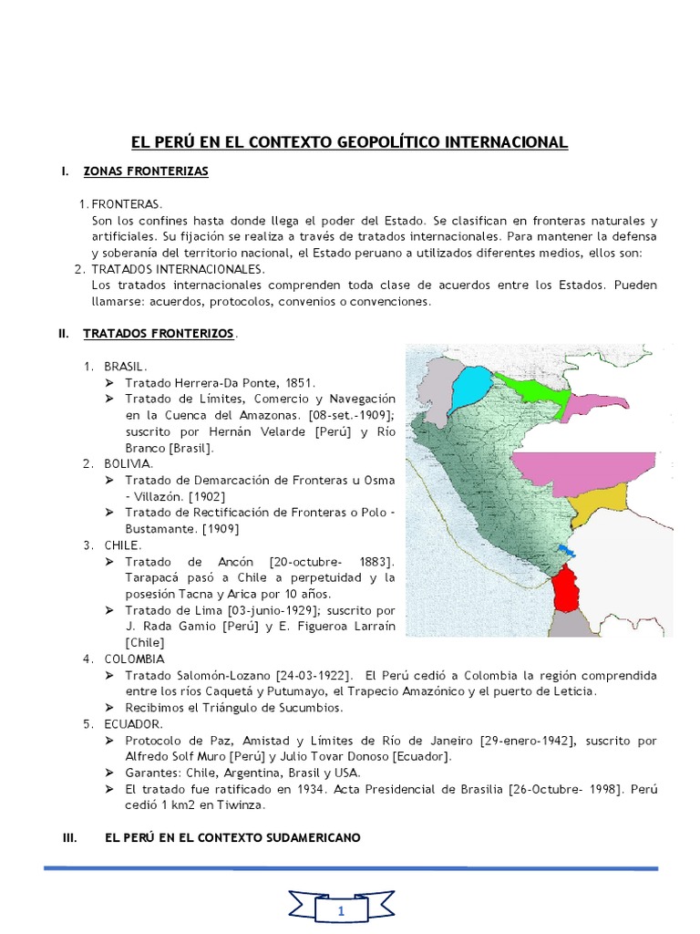 Tratados Fronterizos de Perú y Geopolítica | PDF | Comunidad andina ...