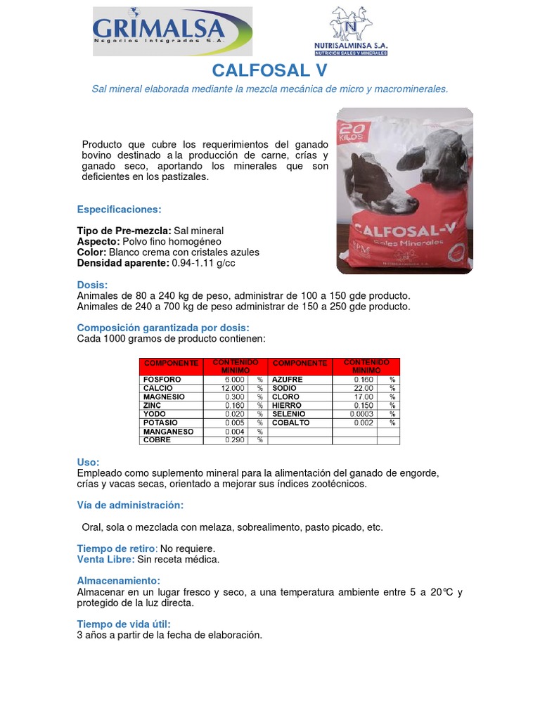 Ficha Técnica Calfosal V | PDF