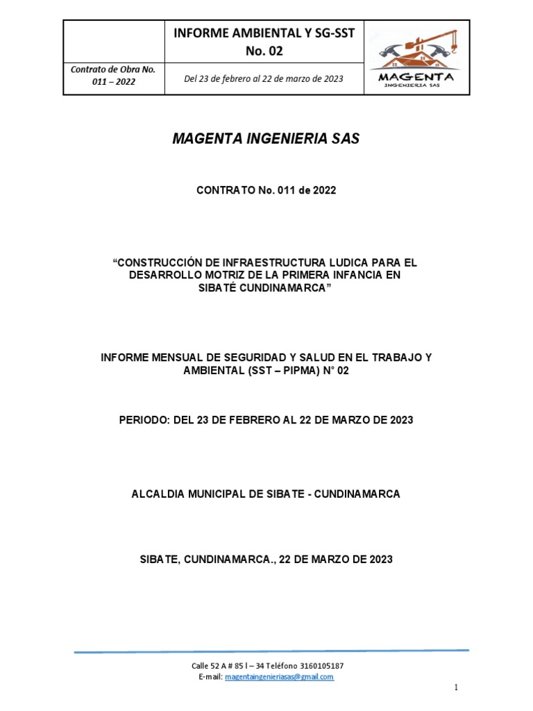 Informe Ambiental-SST 02.d v1 | PDF | Residuos | Peatonal Informe Ambiental-SST 02.d v1 | PDF | Residuos | Peatonal