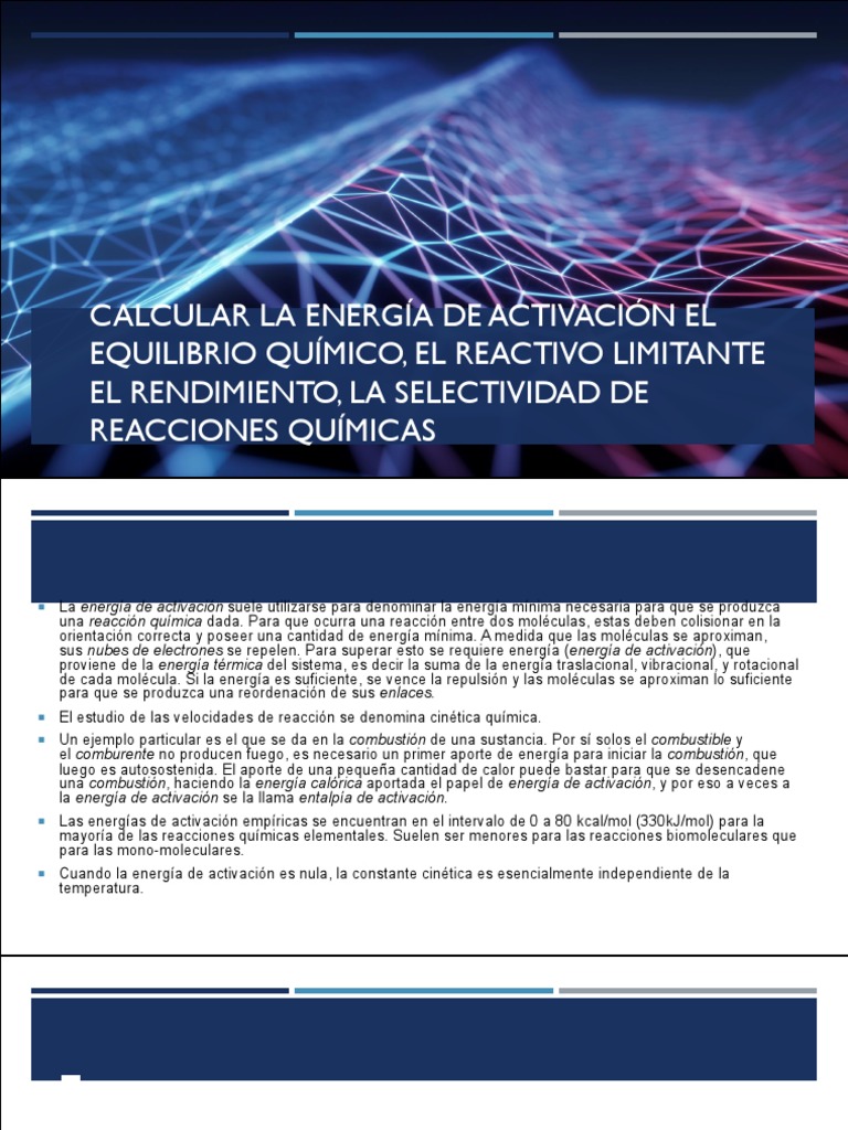 Energía de Activación y Reactivos Limitantes | PDF | Energía de ...