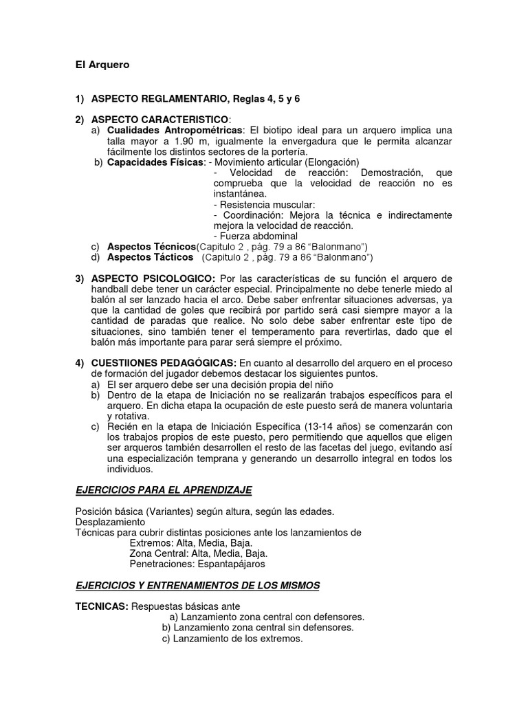 Guía Completa para Arqueros de Handball | PDF | Pelota