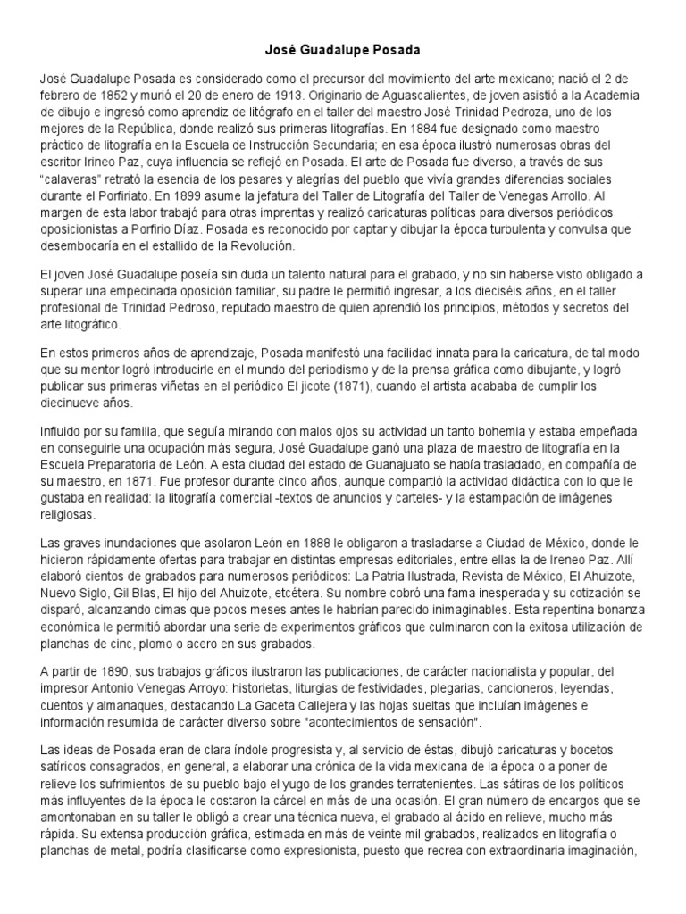 José Guadalupe Posada Biografía | PDF