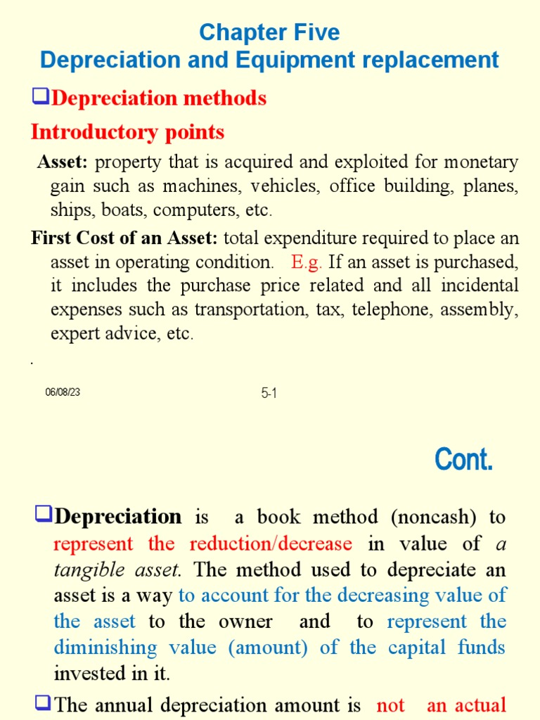 CHAPTER 5- Depreciation and Equipment Replacement | PDF | Depreciation ...