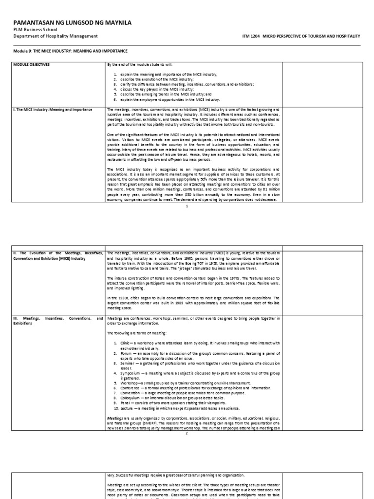 Module 9 The Mice Industry Meaning and Importance | PDF