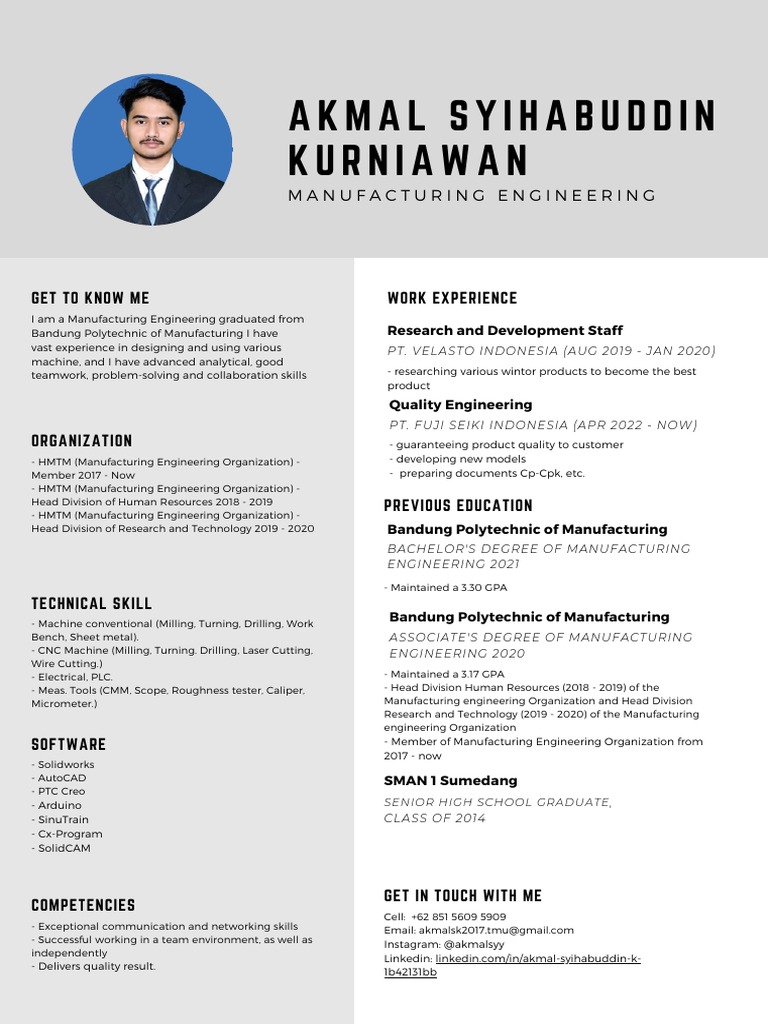 New CV Akmal 2023 | PDF | Engineering | Secondary Sector Of The Economy