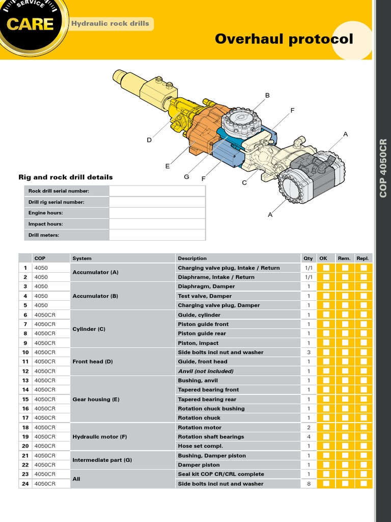 7 Overhaul Protocol COP 4050CR - LR-ForM | PDF | Piston | Vehicles