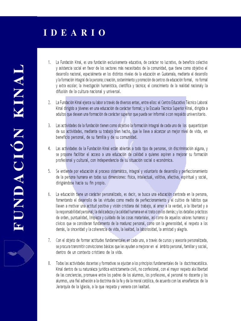 IDEARIO Kinal | PDF | Iglesia Católica | Trabajo Social