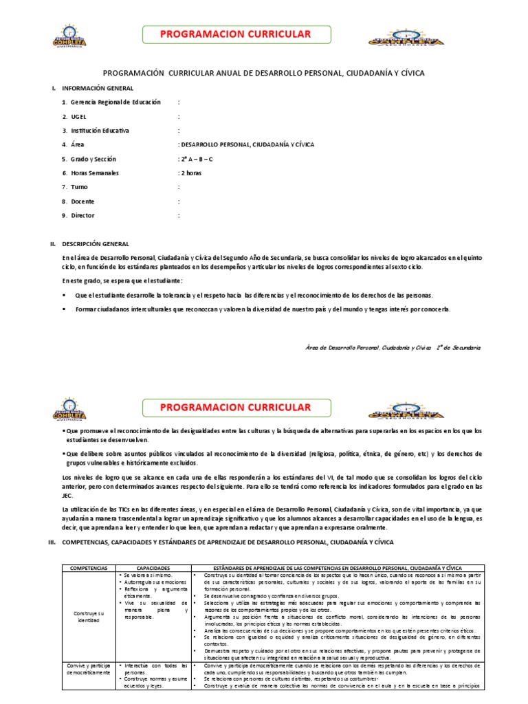 Programación Anual DPCC 2 Grado | PDF | Enseñando | Estudios de género